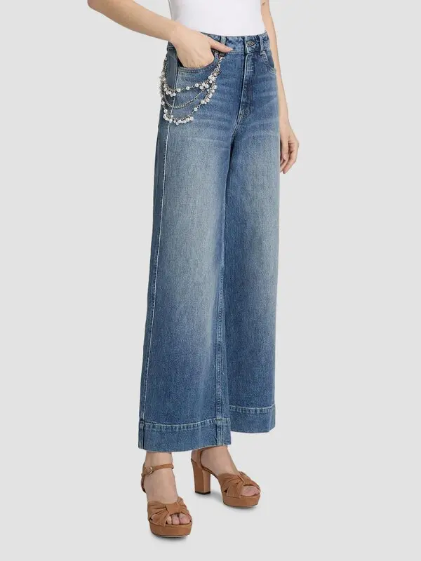 Cinq À Sept Betsy Pearl-chain Stretch-cotton Straight-leg Jeans