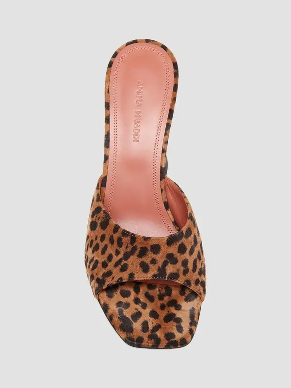 Amina Muaddi Lupita 95mm Leopard-printed Leather Mules