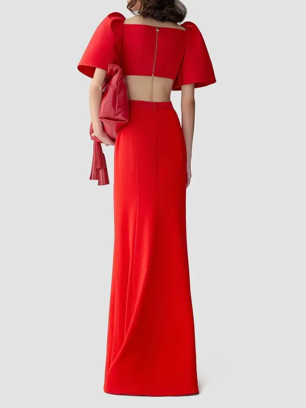 Carolina Herrera Twist Cut-out Puff-sleeve Gown