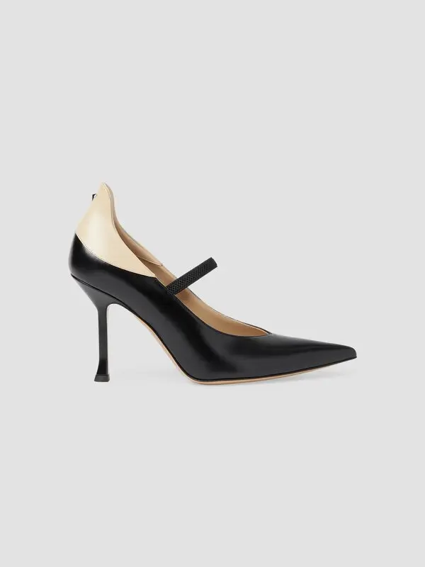 Fendi 95mm Colorblocked Leather Mary Jane Pump