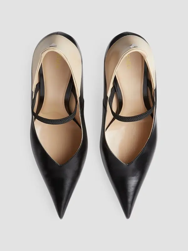Fendi 95mm Colorblocked Leather Mary Jane Pump