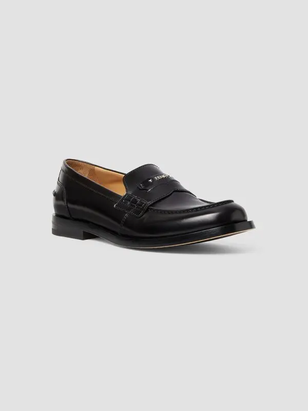 Fendi Logo Leather Loafers