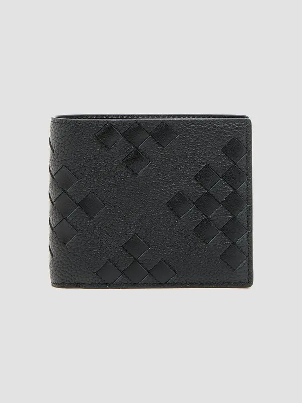 Bottega Veneta Diamonds Dover Intrecciato Leather Bifold Wallet - Black