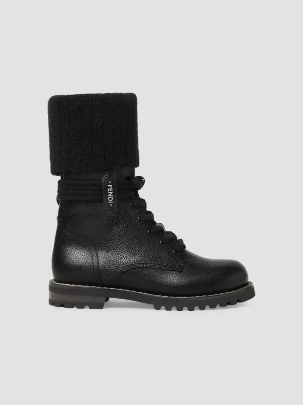 Fendi Commando Leather Combat Boots - Nero