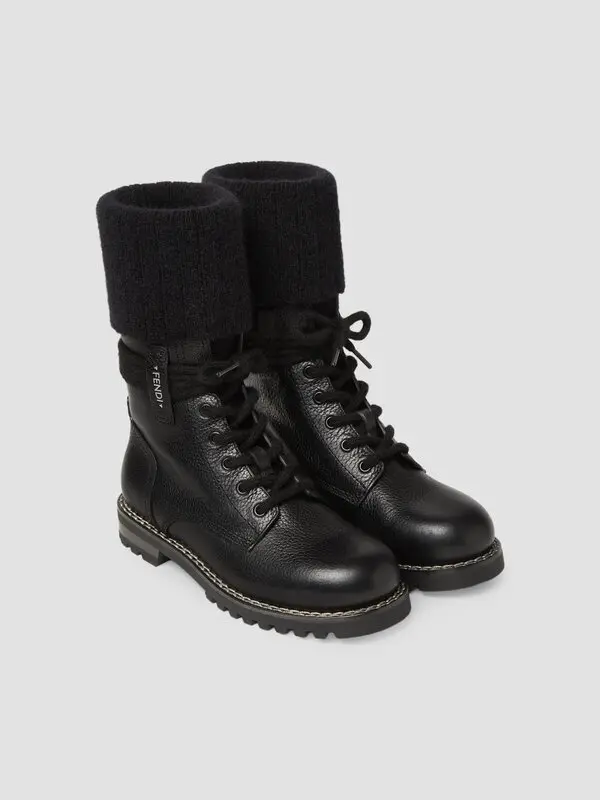 Fendi Commando Leather Combat Boots - Nero