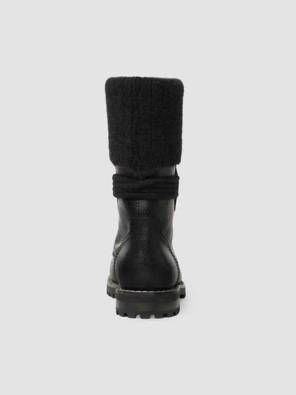 Fendi Commando Leather Combat Boots - Nero