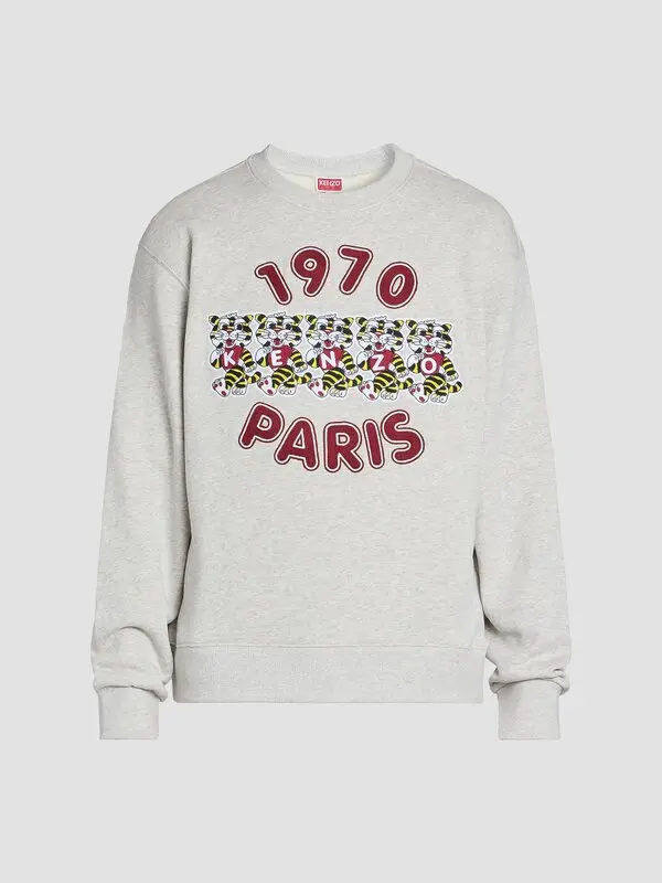 Kenzo Wild Tiger Embroidered Crewneck Sweatshirt - Pale Grey