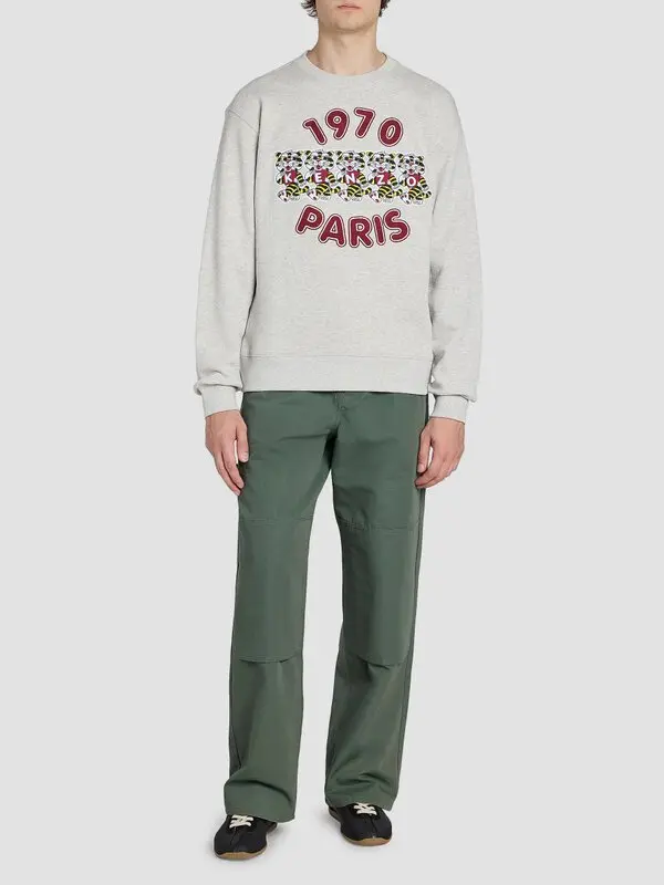 Kenzo Wild Tiger Embroidered Crewneck Sweatshirt - Pale Grey