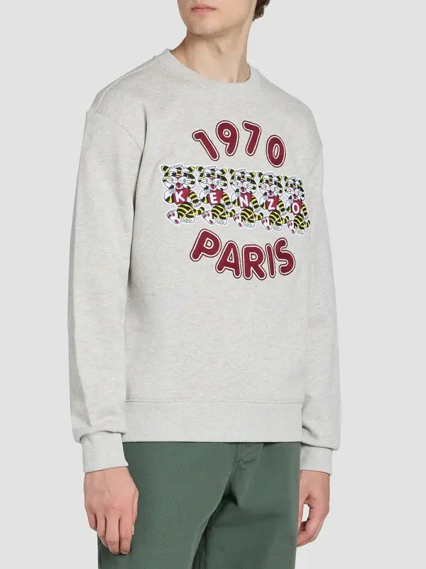 Kenzo Wild Tiger Embroidered Crewneck Sweatshirt - Pale Grey