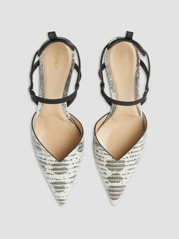 Fendi Very Colibri 55mm Snake-embossed Slingback Pumps