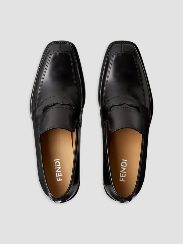 Fendi 1996 Leather Penny Loafers - Nero