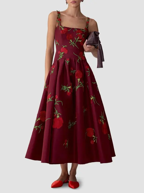 Carolina Herrera Carnation-embroidered Cocktail Dress