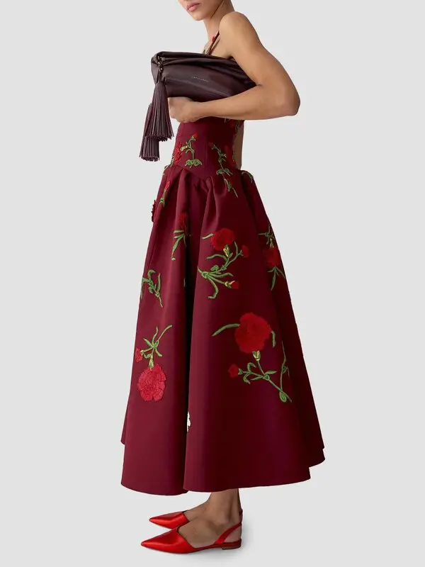 Carolina Herrera Carnation-embroidered Cocktail Dress