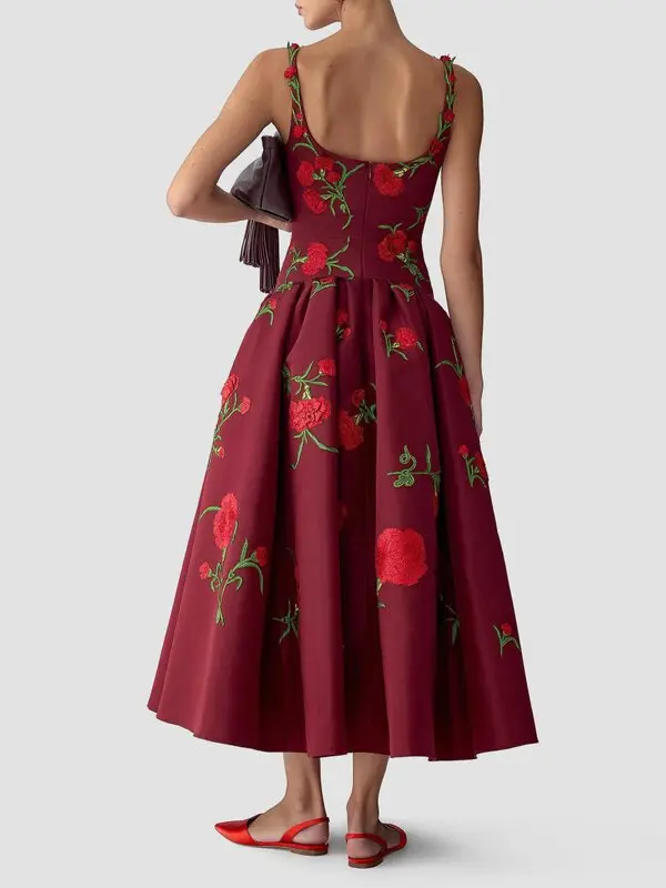 Carolina Herrera Carnation-embroidered Cocktail Dress