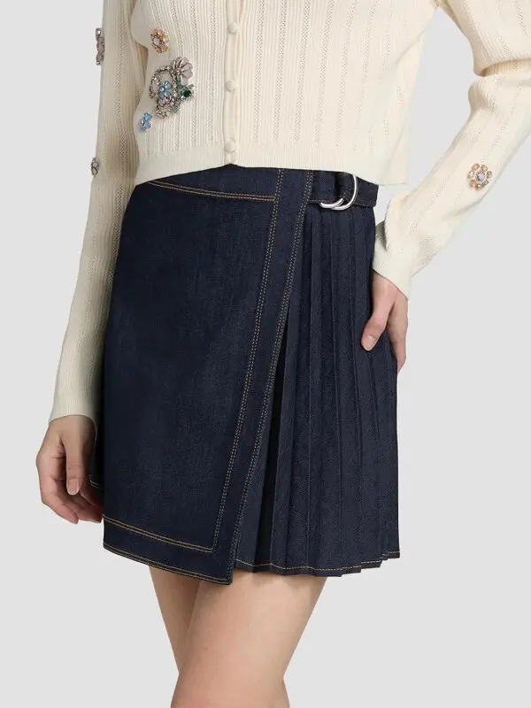 Cinq À Sept Tammi Pleated Denim Miniskirt