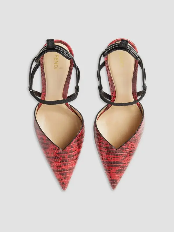 Fendi Very Colibri 95mm Lizard-embossed Leather Slingback Pumps