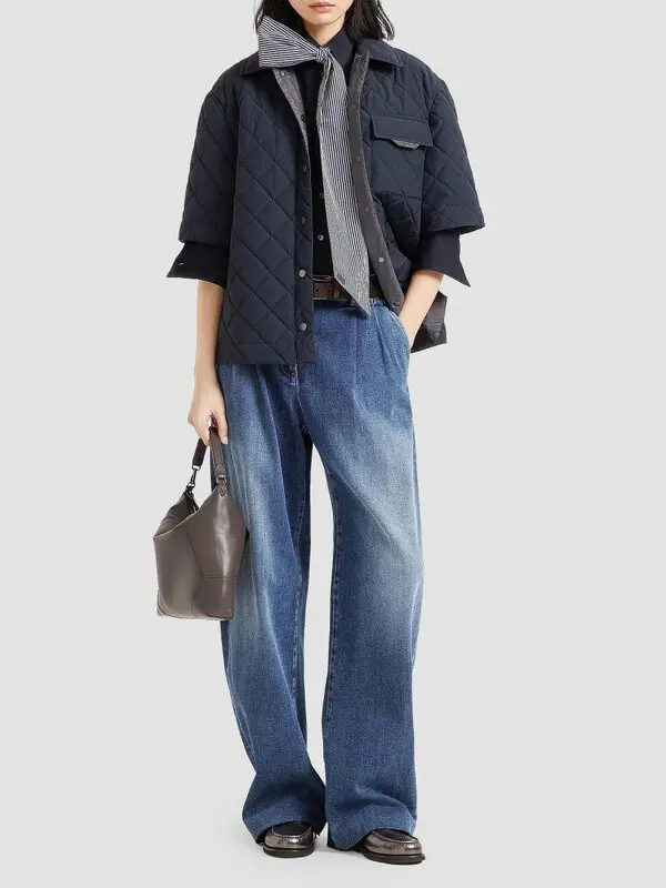 Brunello Cucinelli Comfort Cotton Loose Curved Trousers