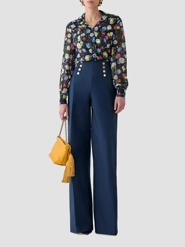 Carolina Herrera Cabana Isabella Floral Silk Shirt - Midnight Multi