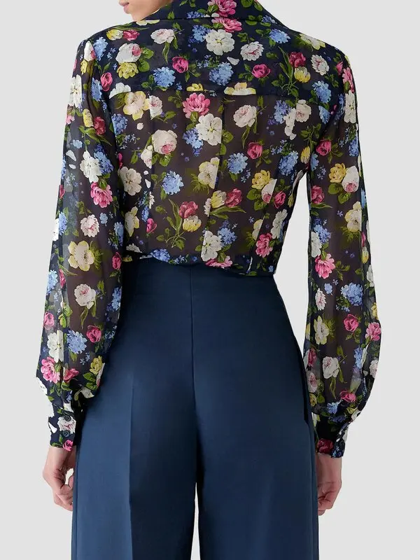 Carolina Herrera Cabana Isabella Floral Silk Shirt - Midnight Multi