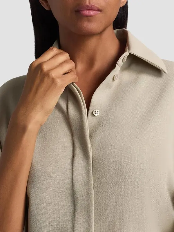 Michael Kors Wool Crepe Short-sleeve Camp Shirt