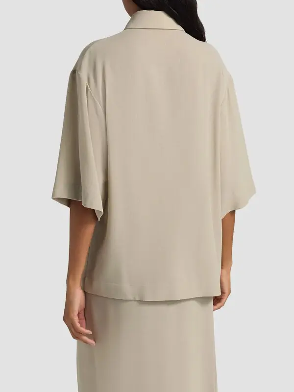 Michael Kors Wool Crepe Short-sleeve Camp Shirt