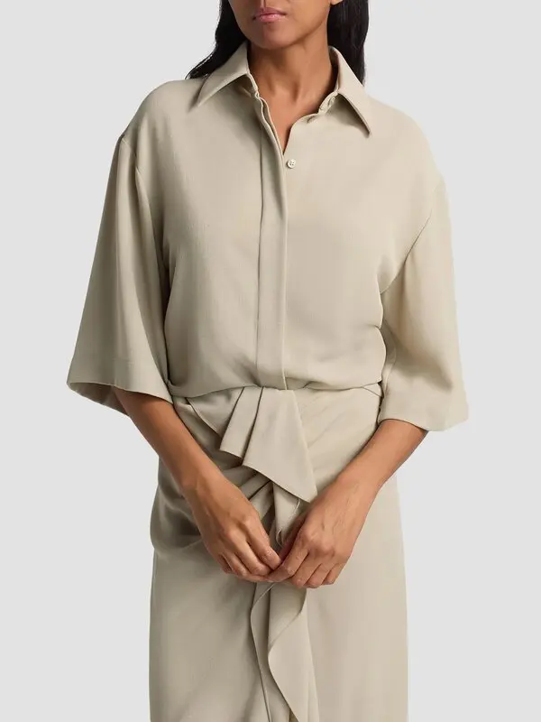Michael Kors Wool Crepe Short-sleeve Camp Shirt