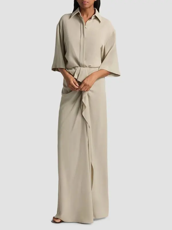 Michael Kors Wool Crepe Short-sleeve Camp Shirt