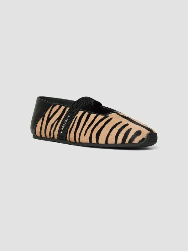 Fendi Academia Printed Calf-hair Flats - Nero