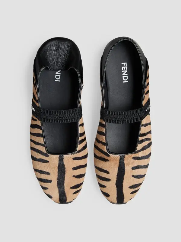 Fendi Academia Printed Calf-hair Flats - Nero