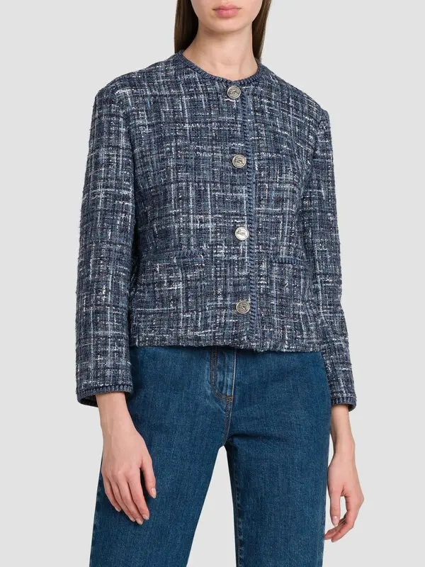 Etro Tweed Round Neck Jacket