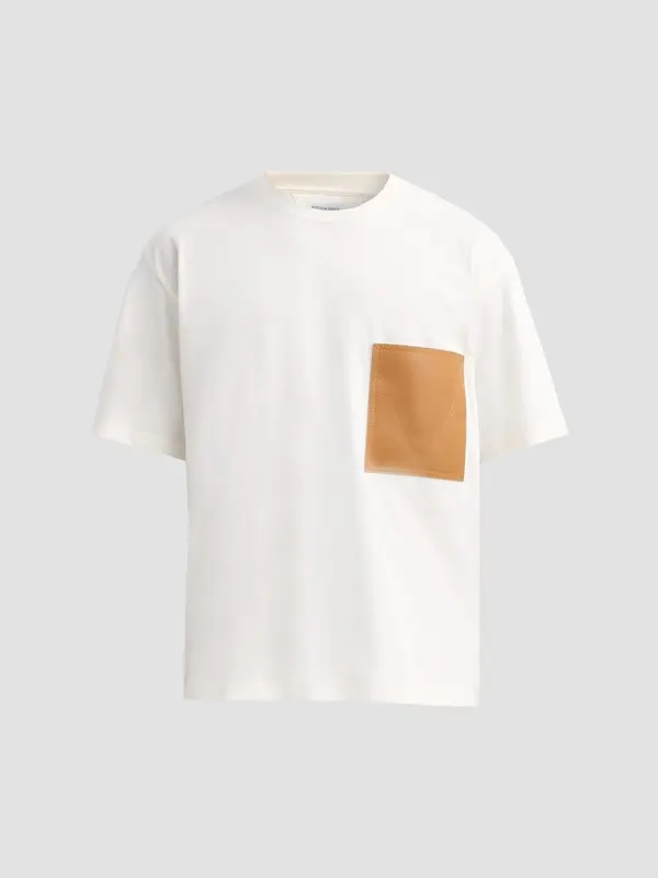 Bottega Veneta Leather Pocket Crewneck T-shirt - Parchment