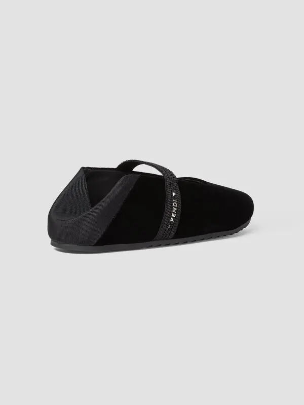 Fendi Academia Velvet Flats - Nero