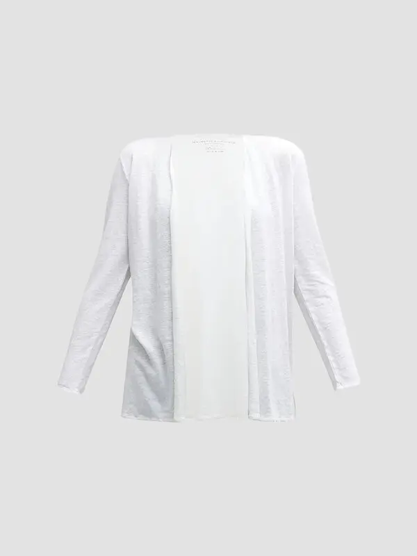 Majestic Filatures Stretch Linen Open-front Cardigan - White