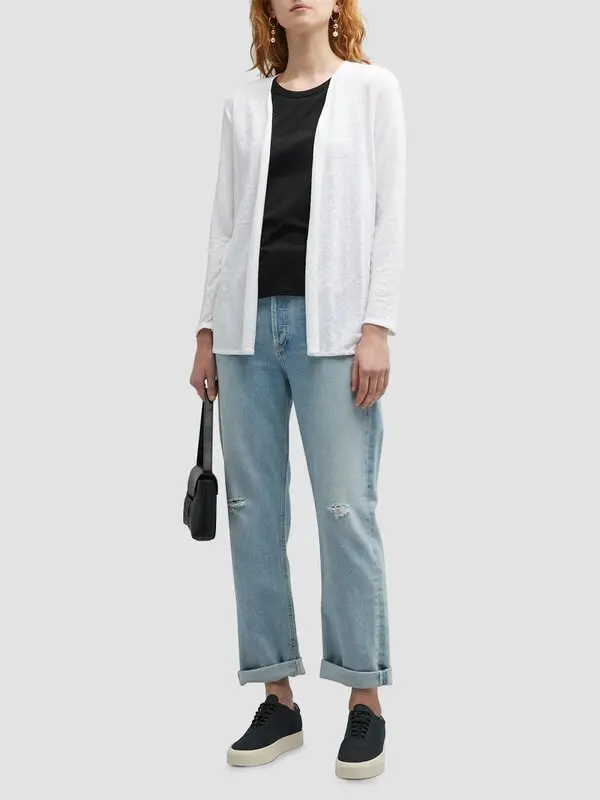 Majestic Filatures Stretch Linen Open-front Cardigan