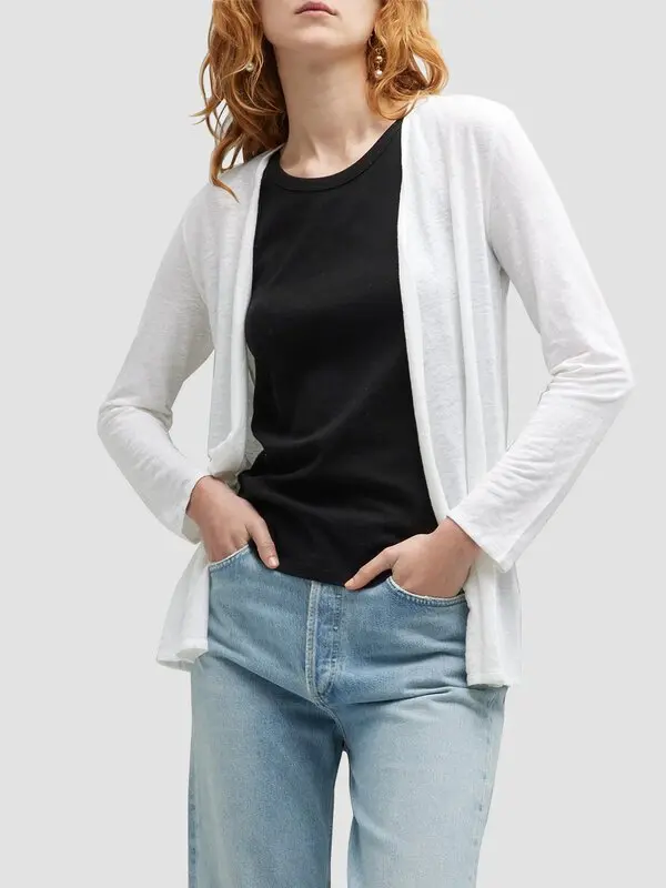 Majestic Filatures Stretch Linen Open-front Cardigan