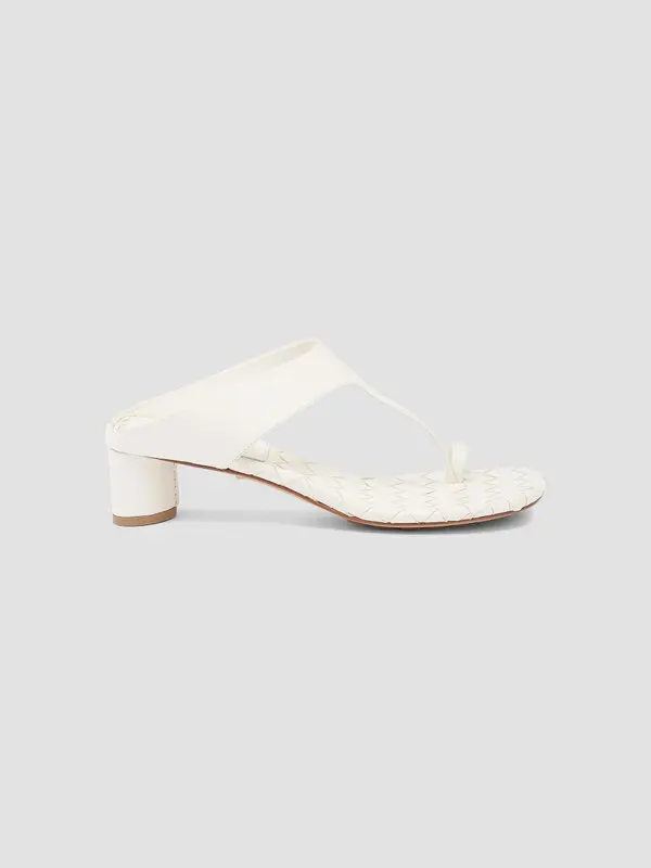 Bottega Veneta Livia 40mm Leather Sandals - Alabaster