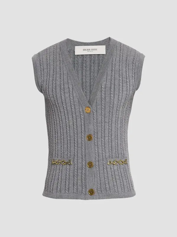 GOLDEN GOOSE Journey Cable-knit Sweater Vest
