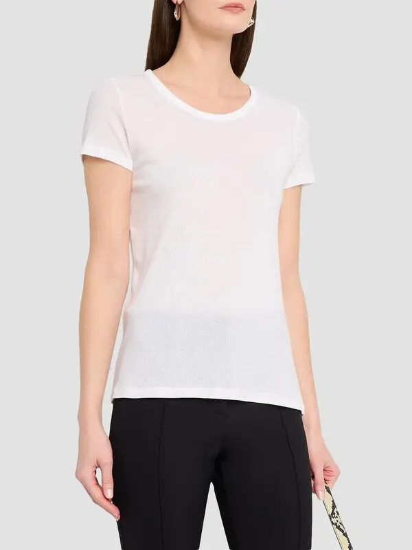 Majestic Filatures Ribbed Stretch Cotton T-shirt - White
