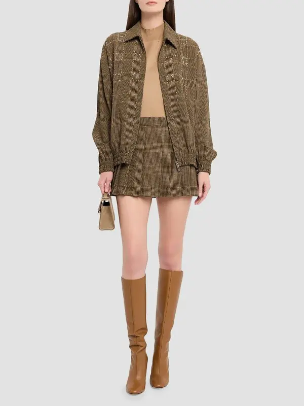 GOLDEN GOOSE Journey Plaid Wool Bomber Jacket