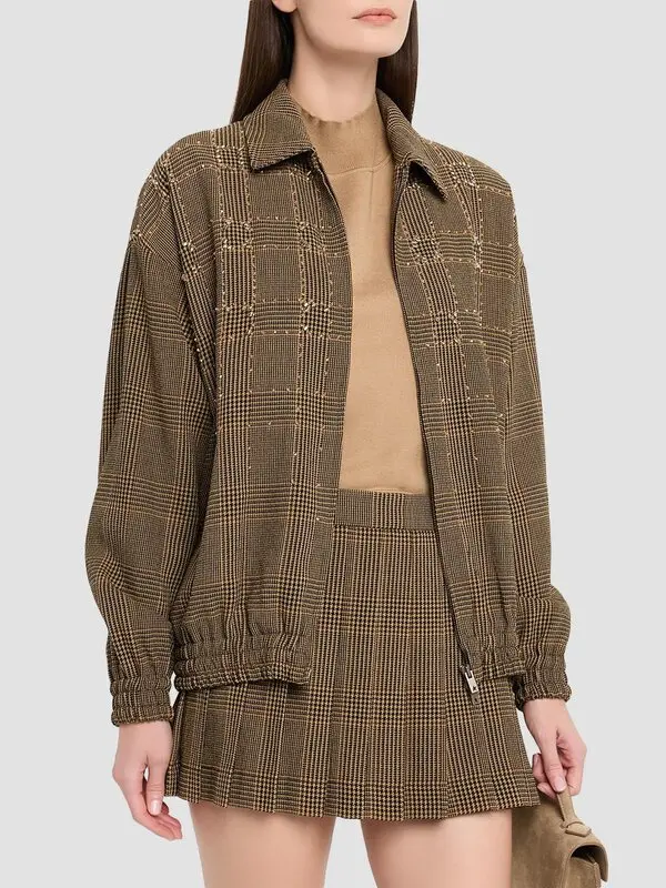 GOLDEN GOOSE Journey Plaid Wool Bomber Jacket