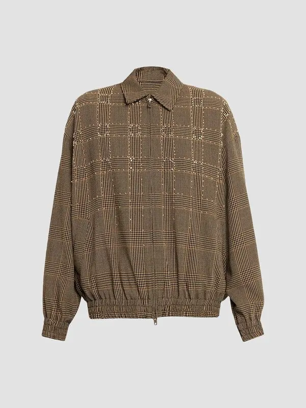 GOLDEN GOOSE Journey Plaid Wool Bomber Jacket - Brown