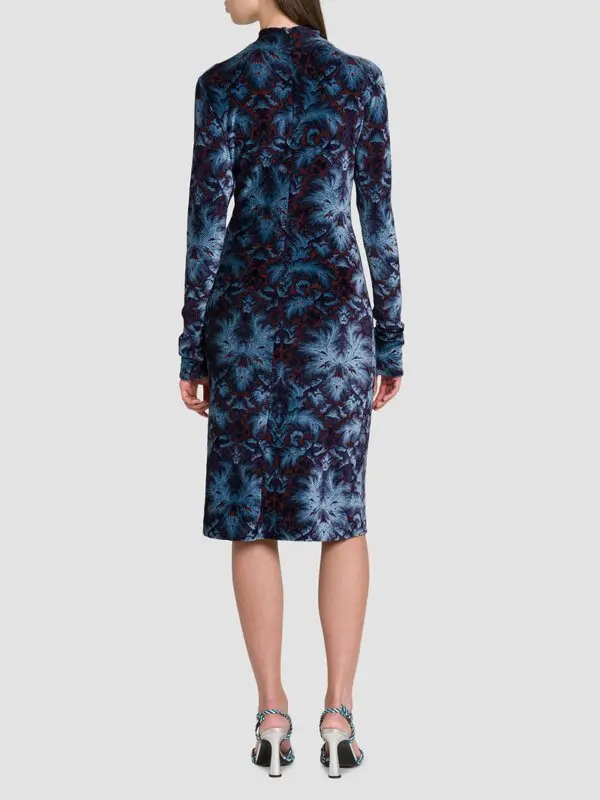 Etro Jacquard Velvet Mock Turtleneck Dress