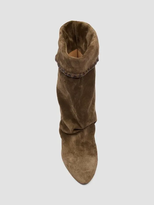Isabel Marant Étoile Dalby Suede Whipstitch Booties - Bronze