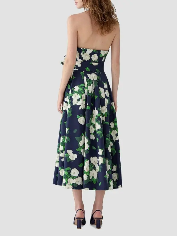 Carolina Herrera Cabana Floral Halterneck Button-front Cotton-blend Midi-dress