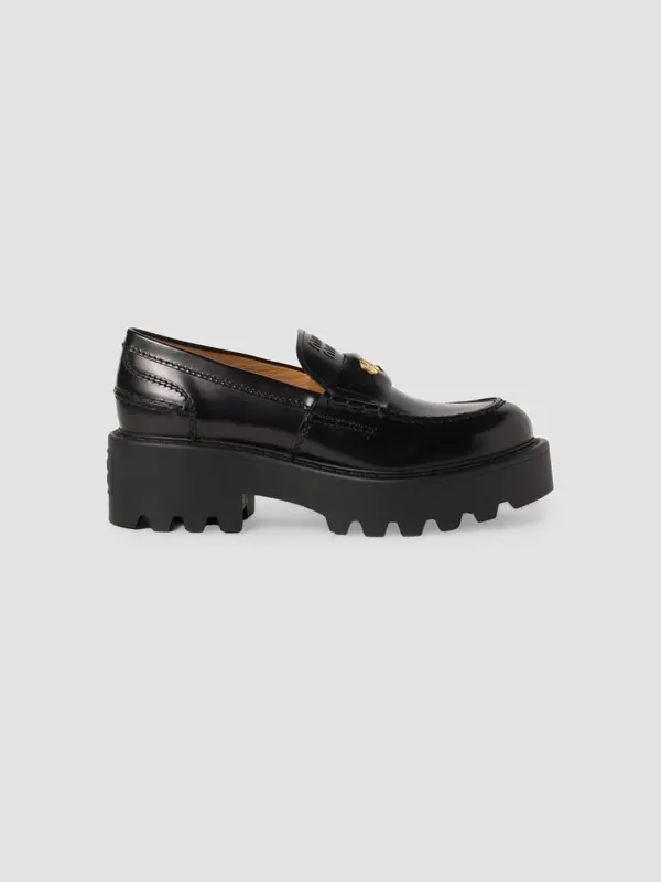 Miu Miu Brushed Leather Loafers - Black
