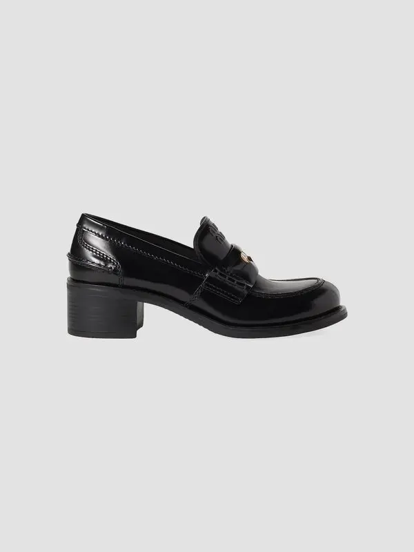 Miu Miu Brushed Leather Loafers - Black