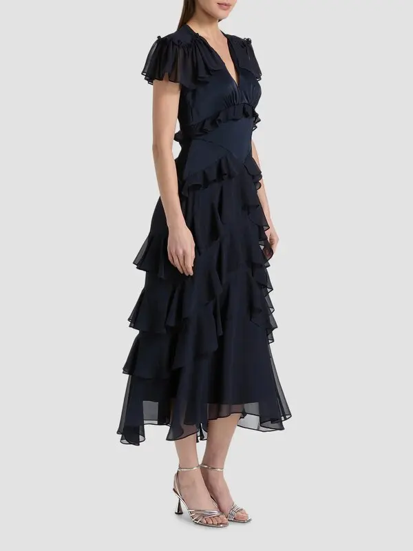 Cinq À Sept Tatum Tiered Ruffled Chiffon Midi-dress