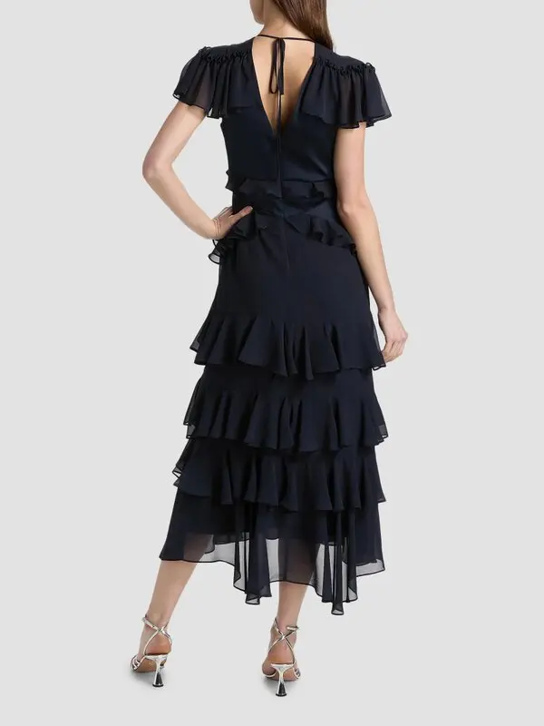 Cinq À Sept Tatum Tiered Ruffled Chiffon Midi-dress