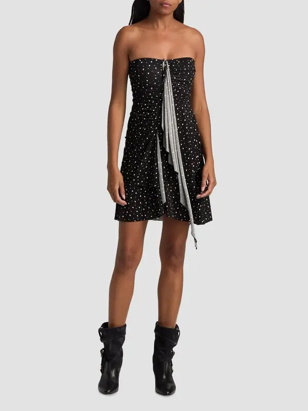 Isabel Marant Étoile Gemma Polka-dot Draped Strapless Minidress