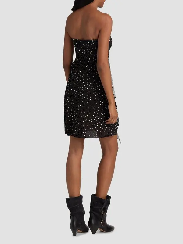 Isabel Marant Étoile Gemma Polka-dot Draped Strapless Minidress